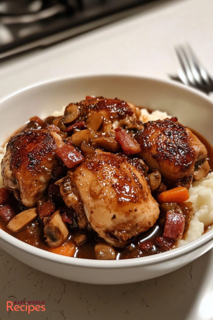 Traditional Coq au Vin (French Chicken in Wine Stew)