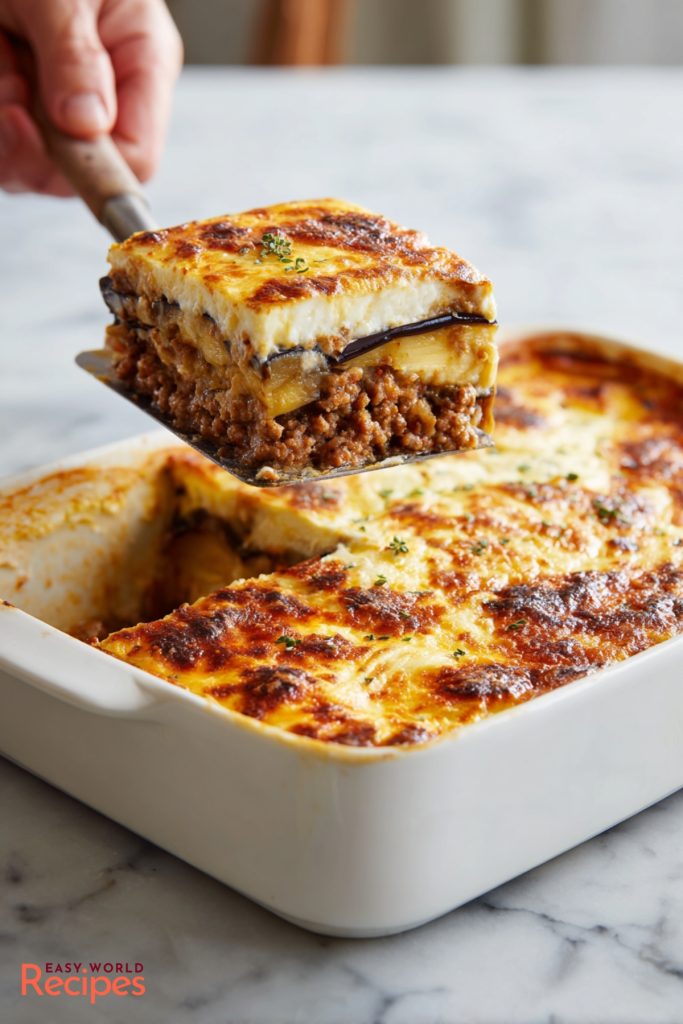 Greek Moussaka (Layered Eggplant and Meat Casserole)