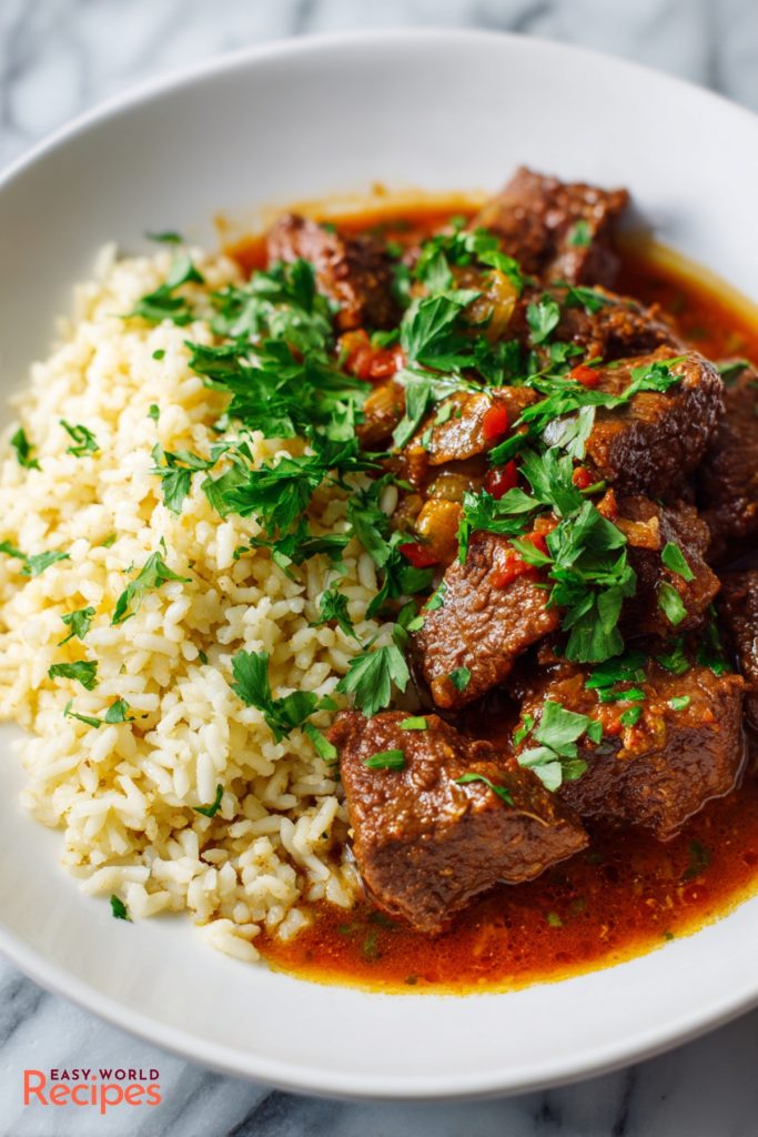 Moshari Kokkinisto: Greek Beef Stew in Tomato-Wine Sauce