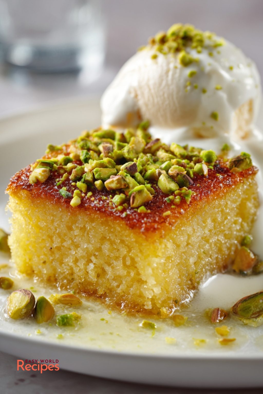 Revani Syrup Cake (Traditional Greek Semolina Dessert)