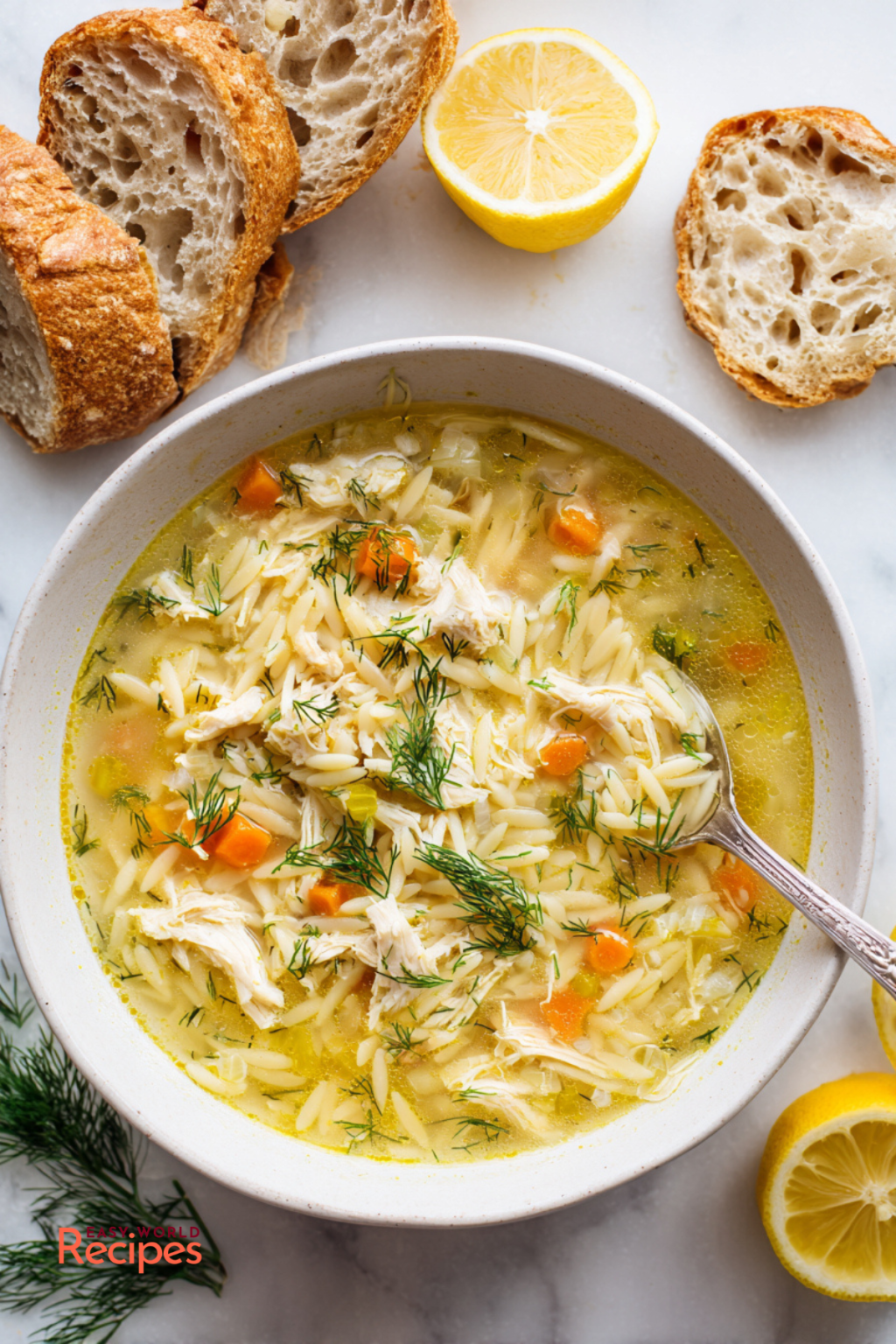 Avgolemono (Greek Lemon Chicken Soup) - EasyWorldRecipes